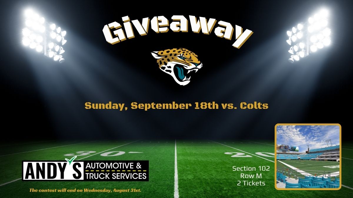 Jacksonville Jaguars Home Opener Tickets (Sec 102, Row M)